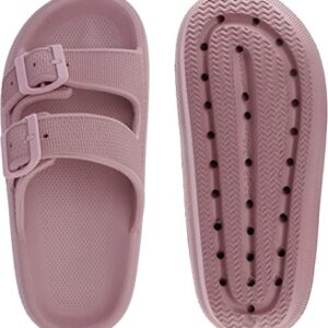 WHITIN Slides for Women Men EVA Foam House Adjustable Extremely Comfy Cushion Thick Sole Pillow Sandals Double Buckle Slippers Blush