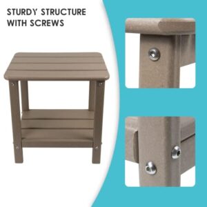 realife Outdoor Adirondack Side Table, Rectangular End Table for Patio, Garden, Porch and Indoor, Taupe