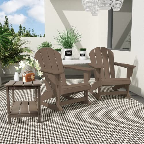 realife Outdoor Adirondack Side Table, Rectangular End Table for Patio, Garden, Porch and Indoor, Taupe