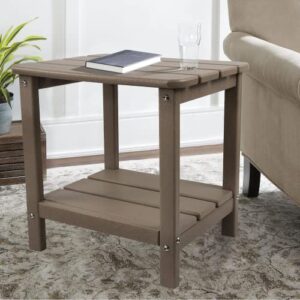 realife Outdoor Adirondack Side Table, Rectangular End Table for Patio, Garden, Porch and Indoor, Taupe