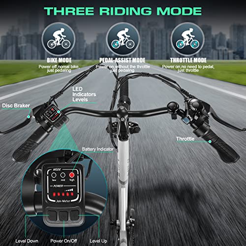 Vivi Electric Bike, 26" Electric Cruiser Bike 500W Ebike 20MPH Electric Bike for Adults, 48V Removable Battery, Professional 7 Speed E-Bike, Electric City Commuter Bicycle