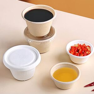 Cezoyx 300 Pack 2 Oz Natural Bagasse Fiber Cups, Disposable Paper Condiment Cups Compostable Tasting Cups, Sample Portion Cups for Jello Shot, Souffle, Condiment, Sauce