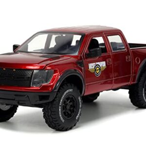 Jada Toys Just Trucks 1:24 2011 Ford SVT Raptor Die-cast Car Red with Tire Rack, Toys for Kids and Adults