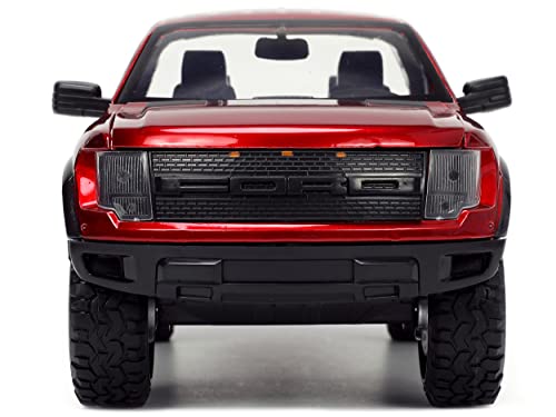 Jada Toys Just Trucks 1:24 2011 Ford SVT Raptor Die-cast Car Red with Tire Rack, Toys for Kids and Adults