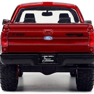 Jada Toys Just Trucks 1:24 2011 Ford SVT Raptor Die-cast Car Red with Tire Rack, Toys for Kids and Adults