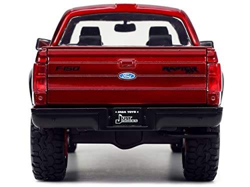 Jada Toys Just Trucks 1:24 2011 Ford SVT Raptor Die-cast Car Red with Tire Rack, Toys for Kids and Adults