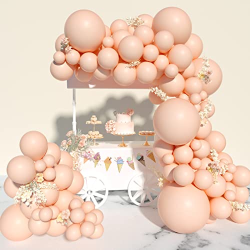 MOMOHOO Pastel Orange Balloons Arch- 120Pcs 18/12/5 Inch Light Orange Balloons Different Sizes, Macaron Balloons Peach Blush Balloons Garland Kit, Easter Balloons Birthday/Baby Shower/Fall Balloons