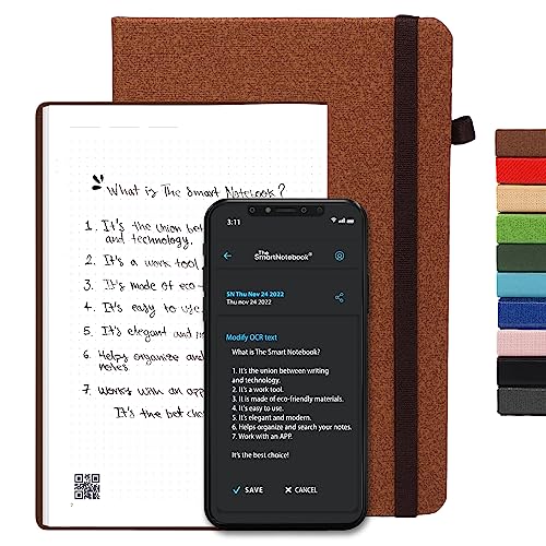 THESMARTNOTEBOOK Letter Dotted Luxury Hard Cover | 190 Pages | 100g | Eco-Friendly Smart Note-Taking | Free App for Digital Note-Taking and Organization | Brown