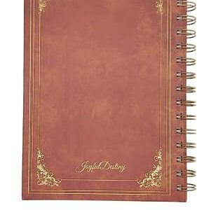 A5 (5.5” x 8.5”) Recipe Book to Write in Your Own Recipes, Durable Gloss Laminated Cover, Gold Spiral Binder, Gold Leaf Vintage Leather Look, 100 Pages Paper, Family Heirloom Keepsake