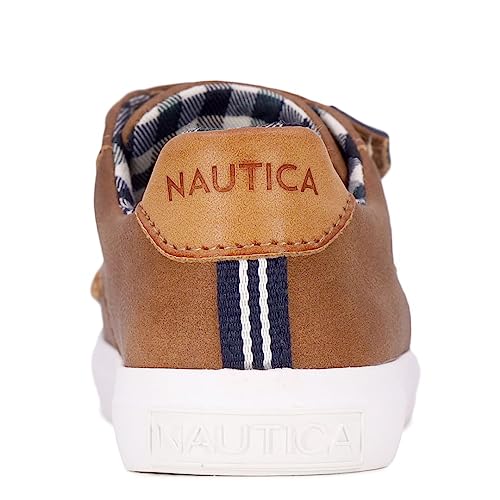 Nautica Kids' Double Strap Sneakers | Casual Athletic Shoes for Boys and Girls | Durable and Comfortable Fit for Toddlers and Little Kids-Ames Toddler-Tan PU Size-11