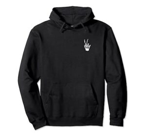 skeleton hand peace sign bones pullover hoodie