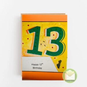 greetingsinbraille all blind greeting gift cards for birthday – personalized & custom handmade handcrafted card for blind people & visually impaired gift (13th birthday)