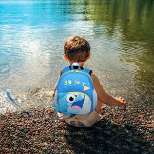 SUN EIGHT Toddler Backpack with Anti-Lost Harness 3D Cartoon kids shark Backpack School Bag for Baby Girl Boy 1-5 Years Baby Backpack (Shark)