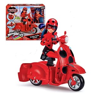 miraculous ladybug switch n go scooter and fashion doll playset | 26cm miraculous ladybug doll with transforming scooter and accessories | miraculous: tales of ladybug and cat noir toys scooter doll