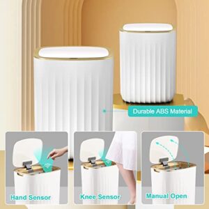 ELPHECO 3.5 Gallon Waterproof Motion Sensor Bedroom Trash Can with Lid, Automatic Garbage Bin for Bathroom Living Room Office, Golden