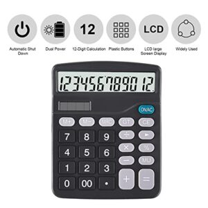 EooCoo Basic Standard Calculator 12 Digit Desktop Calculator with Large LCD Display and Sensitive Button for Office, School, Home & Business Use - Black