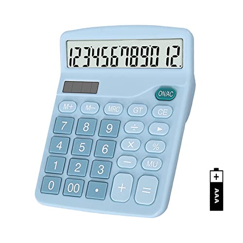 EooCoo Basic Standard Calculator 12 Digit Desktop Calculator with Large LCD Display and Sensitive Button for Office, School, Home & Business Use - Blue