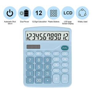 EooCoo Basic Standard Calculator 12 Digit Desktop Calculator with Large LCD Display and Sensitive Button for Office, School, Home & Business Use - Blue