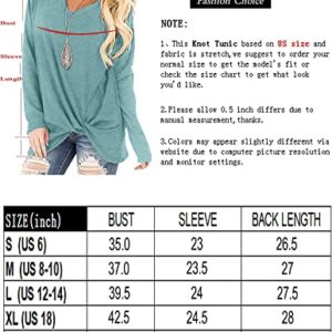 SimpleFun Long Sleeve Tee Shirts for Women Loose Fit V-neck Fall Knotted Sexy Tops with Sleeves Light Green M