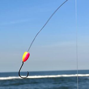 3 Pack '#1' Pompano Rig Surf Fishing Hi-Lo Double Drop Hand-Tied 25LB Mono (Pink/Yellow)