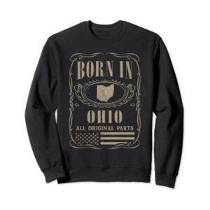 Vintage Classic America Land Map US States Born Ohio Sweatshirt