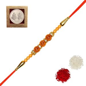 amba handicraft rakhi/rakhi for brother/rudraksha rakhi/send rakhi to usa/rakhi for brother with gift set/rakhi bracelet/rakhi for brother and bhabhi/rakhi set