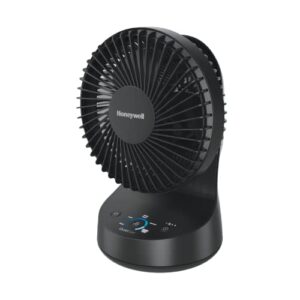 honeywell quietset 5 oscillating table fan, black – personal and small room fan with quiet operation and 5 levels of power and sound