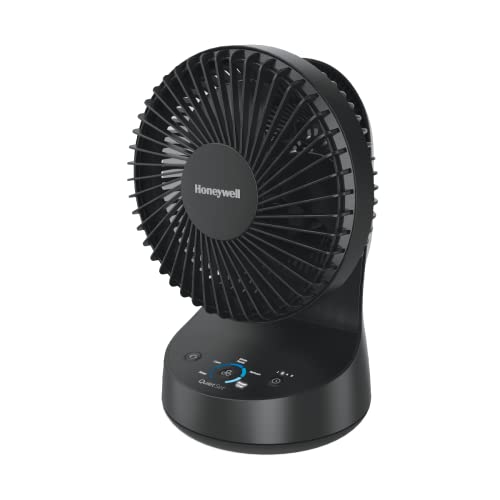 Honeywell QuietSet 5 Oscillating Table Fan, Black – Personal and Small Room Fan with Quiet Operation and 5 Levels of Power and Sound