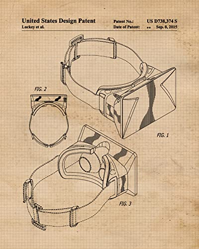 Classic VR Goggles Headset Patent Prints, 4 (8x10) Unframed Photos, Wall Art Decor Gifts Under 20 for Home Office Man Cave School Student Teacher Computer Science Programmer Gamer