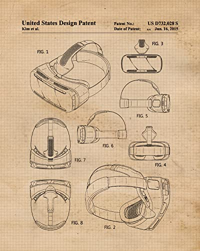 Classic VR Goggles Headset Patent Prints, 4 (8x10) Unframed Photos, Wall Art Decor Gifts Under 20 for Home Office Man Cave School Student Teacher Computer Science Programmer Gamer