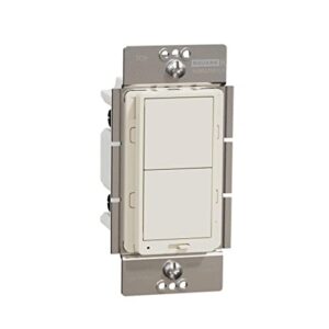 square d by schneider electric square d x series 15 amp dimmer light switch single-pole/3-way for led, halogen, incandescent, and cfl lighting, 600 watt, rocker, matte light almond (sqr22601la)