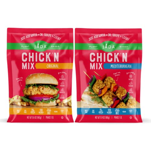 Vegan Ground Chicken Mix - MIX, SHAPE, COOK The Best Vegan Chicken Meals - Shape Into Vegan Nuggets, Patties, Tenders - Baked, Grilled or Fried Chicken (Original, Mediterranean 2pack)