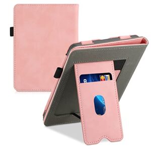 kwmobile Case Compatible with Amazon Kindle Paperwhite 11. Generation 2021 - Cover Faux Nubuck Leather e-Reader Flip Case - Dusty Pink