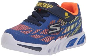 skechers kids boy's flex-glow elite-vorlo sneaker, royal/orange, 10 toddler