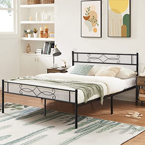 VECELO 14" Queen Size Metal Platform Bed Frame with Headboard,Premium Steel Slat Support No Box Spring Needed,Noise-Free Anti-Slip,Easy Assembly