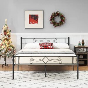 VECELO 14" Queen Size Metal Platform Bed Frame with Headboard,Premium Steel Slat Support No Box Spring Needed,Noise-Free Anti-Slip,Easy Assembly