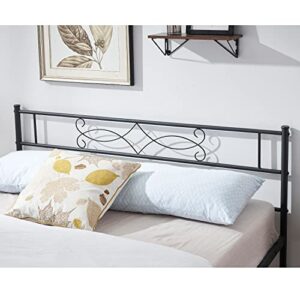 VECELO 14" Full Size Metal Platform Bed Frame with Headboard,Premium Steel Slat Support No Box Spring Needed,Noise-Free Anti-Slip,Easy Assembly