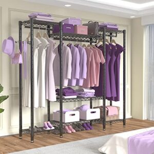 goodpie h7l garment rack heavy duty clothes racks, l shaped clothing rack, 7 tiers heavy duty clothes rack for hanging clothes large clothing rack freestanding closet, 56" l x 14" w x 71" h, black