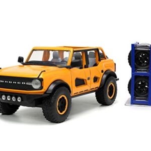 Jada Toys Just Trucks 1:24 2021 Ford Bronco Die-cast Car Orange with Tire Rack, Toys for Kids and Adults