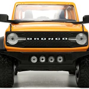 Jada Toys Just Trucks 1:24 2021 Ford Bronco Die-cast Car Orange with Tire Rack, Toys for Kids and Adults