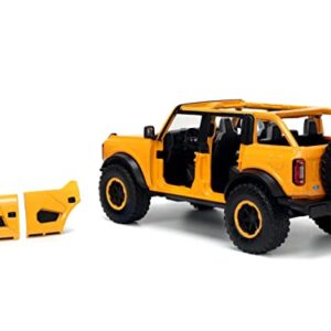 Jada Toys Just Trucks 1:24 2021 Ford Bronco Die-cast Car Orange with Tire Rack, Toys for Kids and Adults