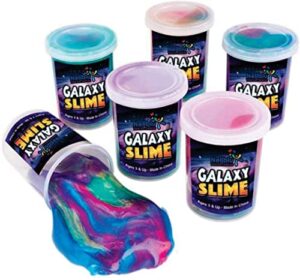 neliblu - 6 pack galaxy slime 1.5"x3" - assorted unicorn party favors, stress relief toys for kids, diy decoration - bulk party pack - goodie bag stuffers - 6 marble rainbow non toxic galaxy slime kit