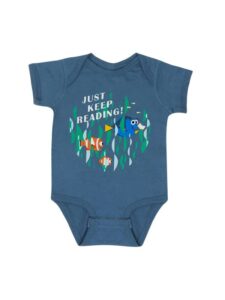 out of print finding nemo: just keep reading baby bodysuit 12 mo blue