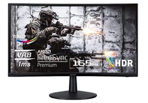 acer nitro ed240q sbiip 23.6" full hd 1920 x 1080 va 1500r curved gaming monitor | amd freesync premium | 165hz refresh rate | 1ms (vrb) | zeroframe design | 1 x display port 1.4 & 2 x hdmi 2.0 ports