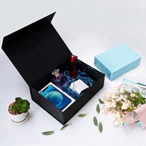 Yeplan Gift Box with Lid,Black 7.88x3.15x7.09 Inch Luxury Gift Boxes,Strong and Durable, Magnetic Folding Gift Boxes for Wedding Christmas Birthday