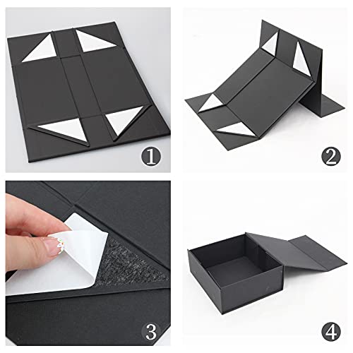 Yeplan Gift Box with Lid,Black 7.88x3.15x7.09 Inch Luxury Gift Boxes,Strong and Durable, Magnetic Folding Gift Boxes for Wedding Christmas Birthday