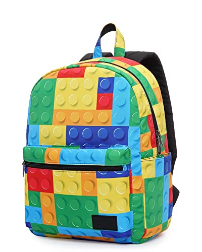 HotStyle TRENDYMAX Little Kids Backpack with Chest Strap, Cute for Preschool Kindergarten Girls Boys, Colorful Blocks