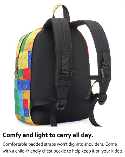 HotStyle TRENDYMAX Little Kids Backpack with Chest Strap, Cute for Preschool Kindergarten Girls Boys, Colorful Blocks