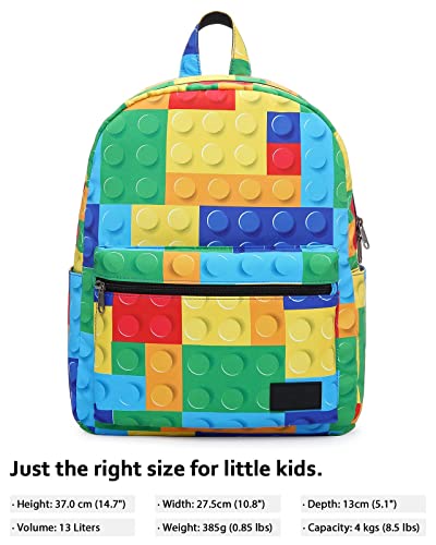 HotStyle TRENDYMAX Little Kids Backpack with Chest Strap, Cute for Preschool Kindergarten Girls Boys, Colorful Blocks