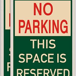 2 Pack No Parking This Space is Reserved Signs 14x10 Inches No Parking Signs Traffic Control Signs Metal Reflective Sturdy Rust Aluminum Weatherproof Durable Easy to Install